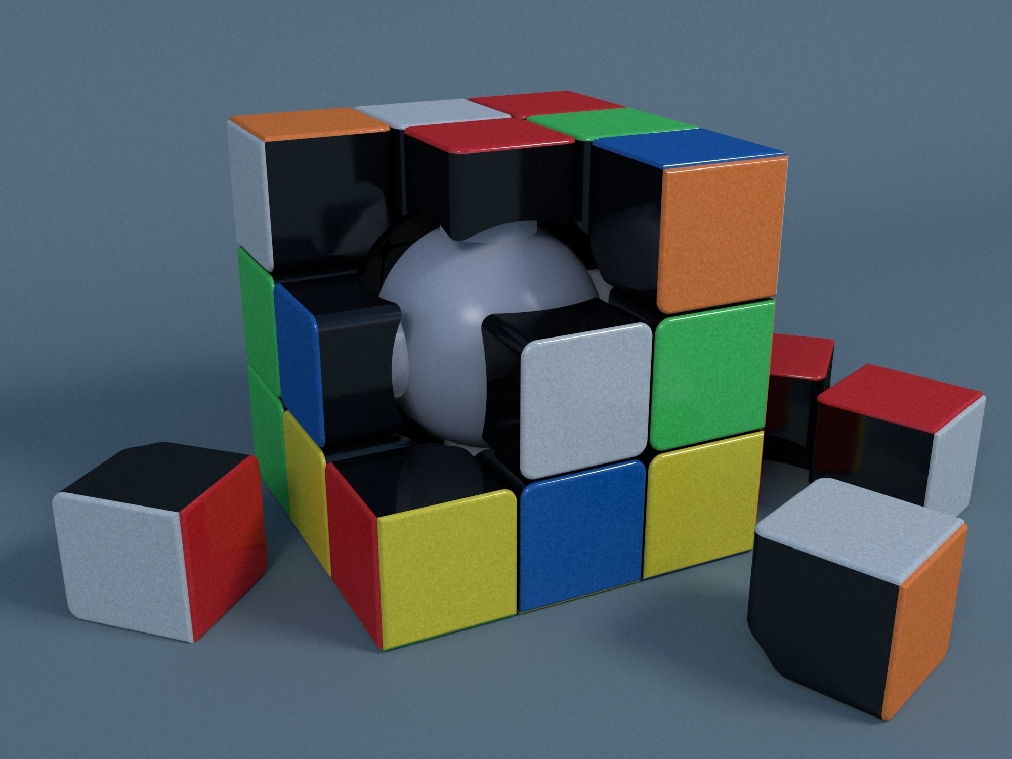 RUBIKS CUBE UNSOLVED 3D model | CGTrader