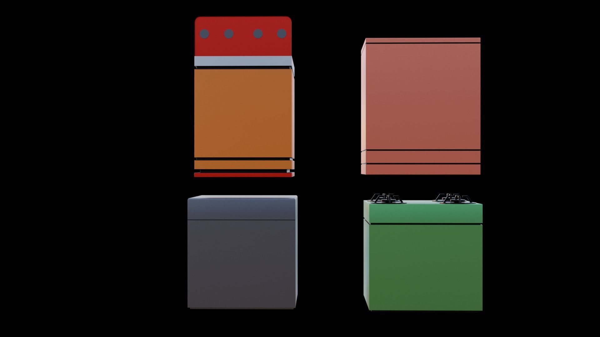 3D model Low poly Furnace set VR / AR / low-poly | CGTrader