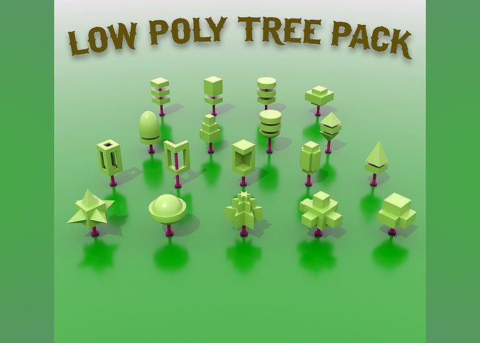 3D model low poly tree pack VR / AR / low-poly | CGTrader