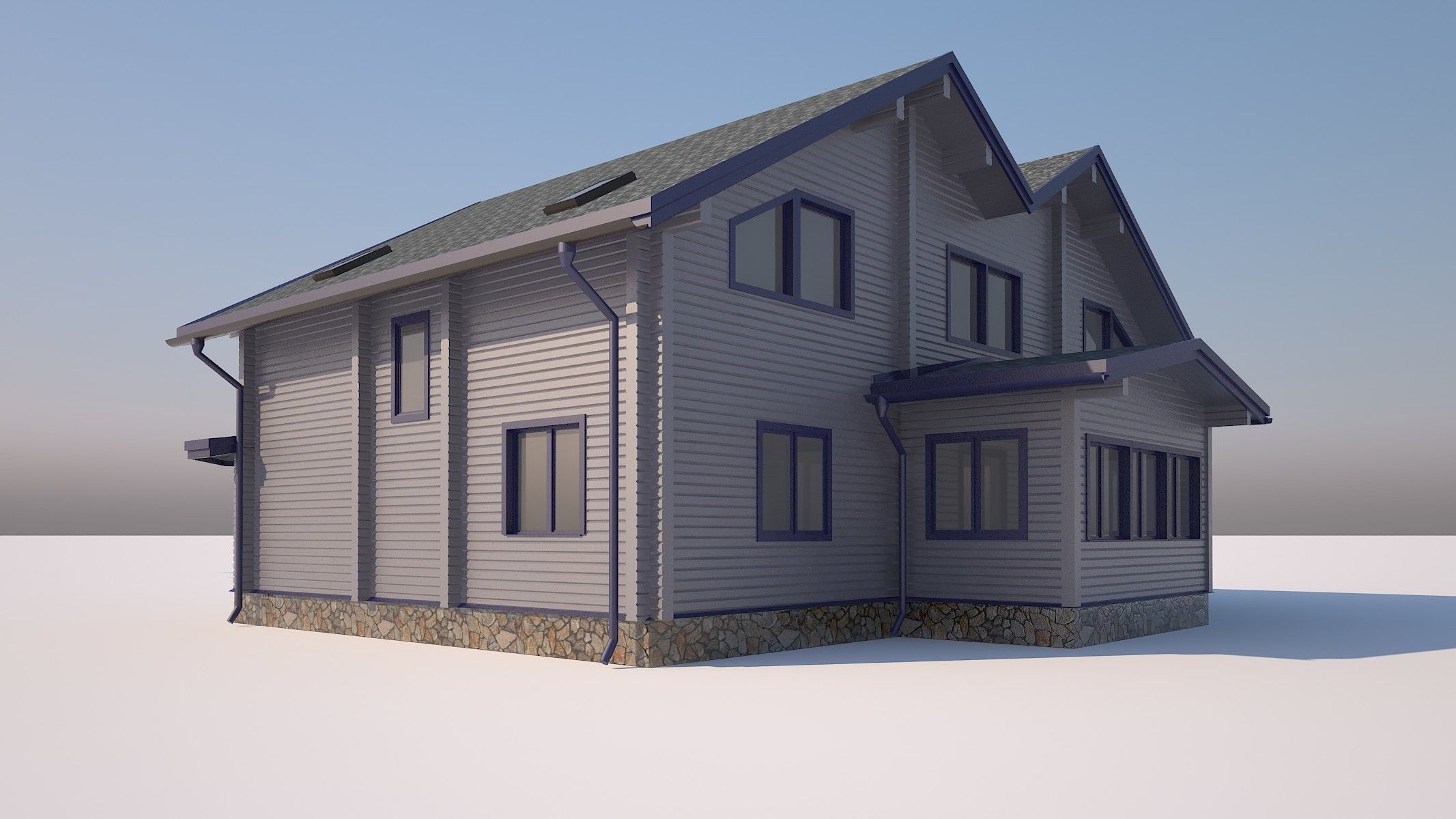 contemporary double timber house 3D model | CGTrader