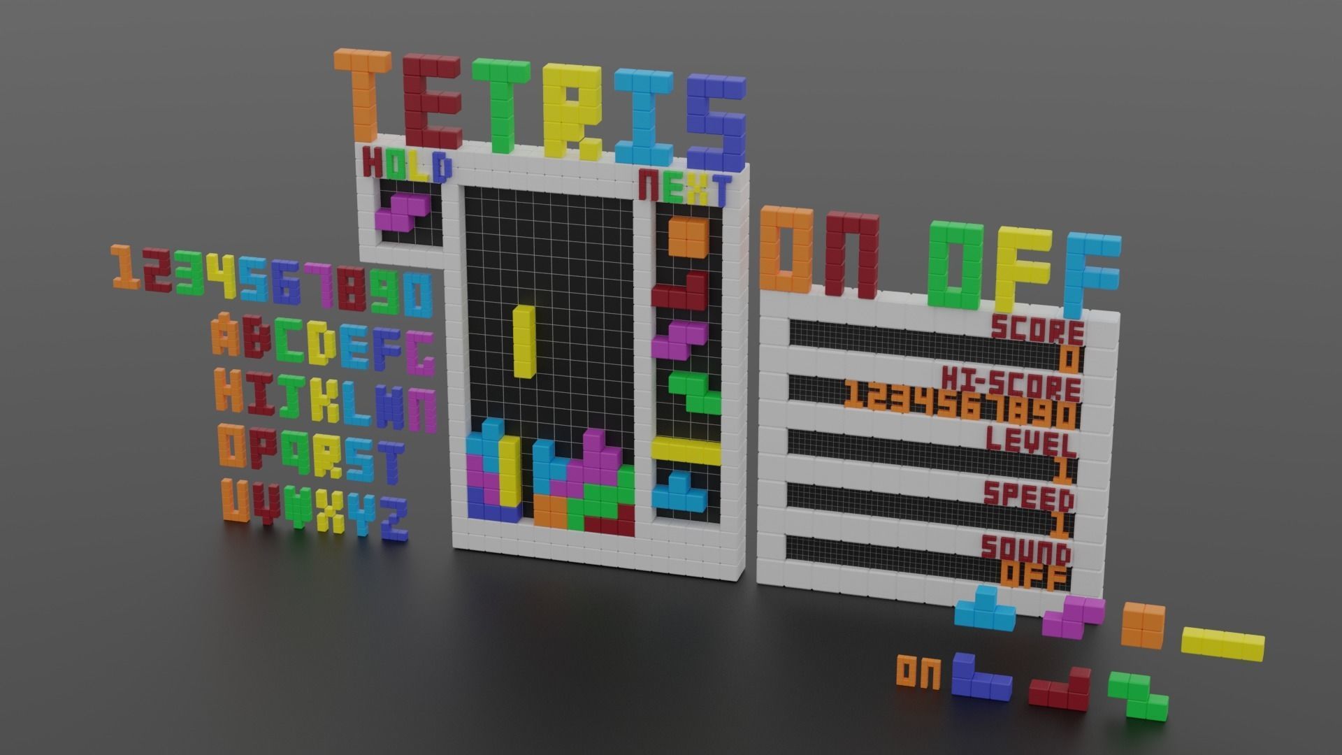Cartoon Tetris Bricks Scene 3D model | CGTrader