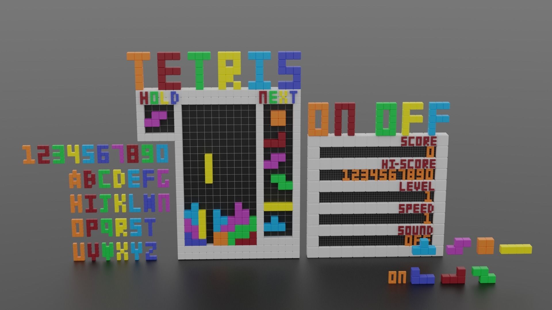 Cartoon Tetris Bricks Scene 3D model | CGTrader