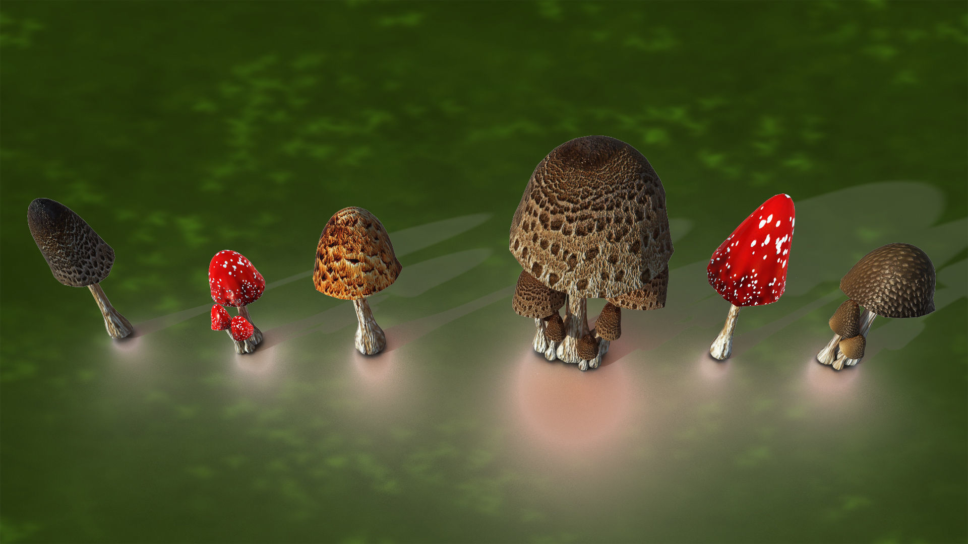 3D model Mushroom plus Emissive Textures PBR Low-poly 3D model VR / AR ...