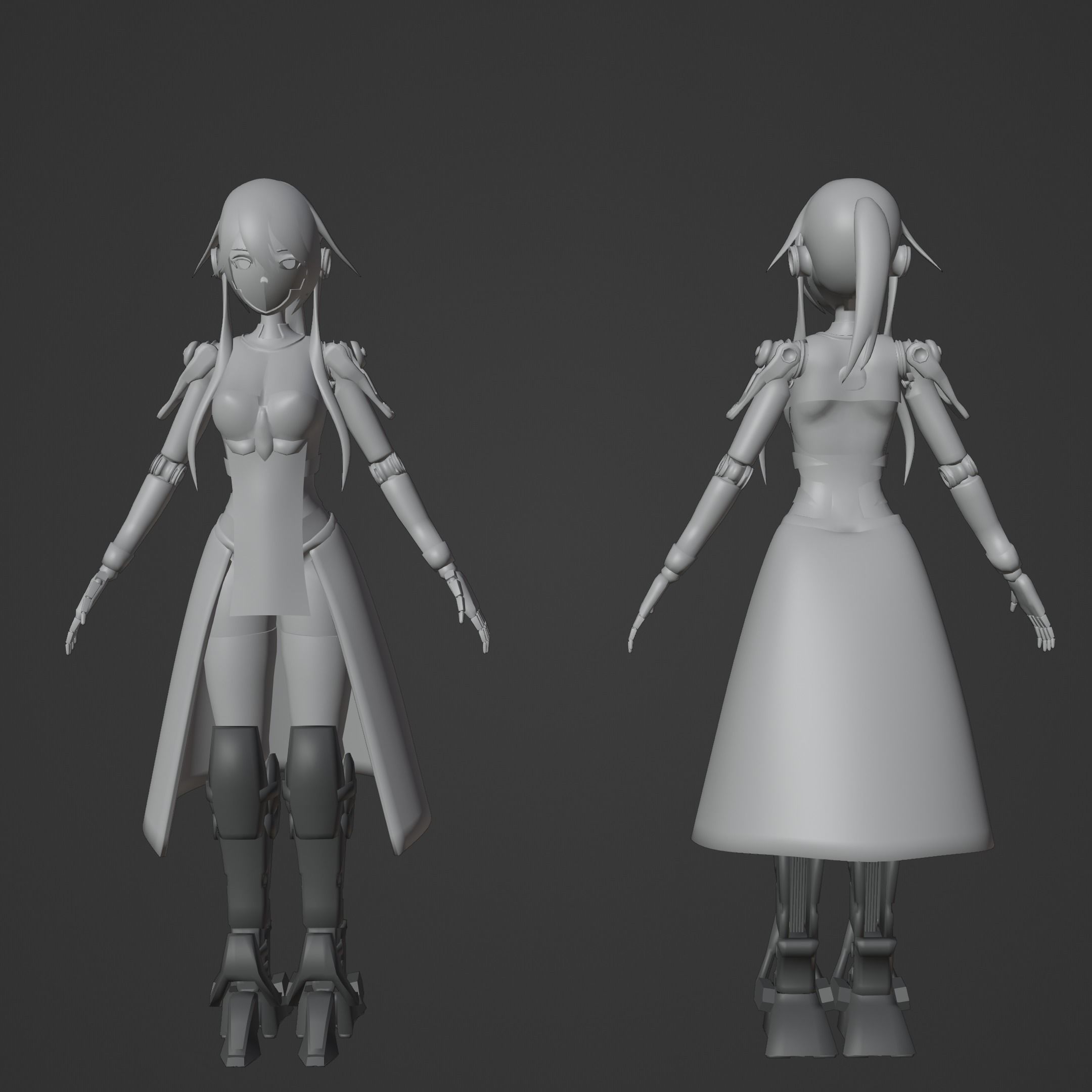 Cybernetic Anime High Poly Model - Type 01 3D model rigged | CGTrader