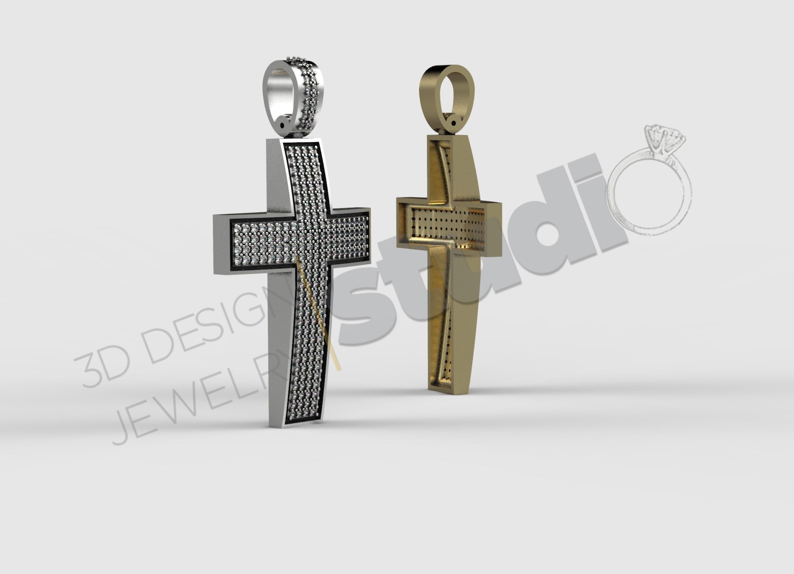 Iced out cross 3d model 3D model 3D printable | CGTrader
