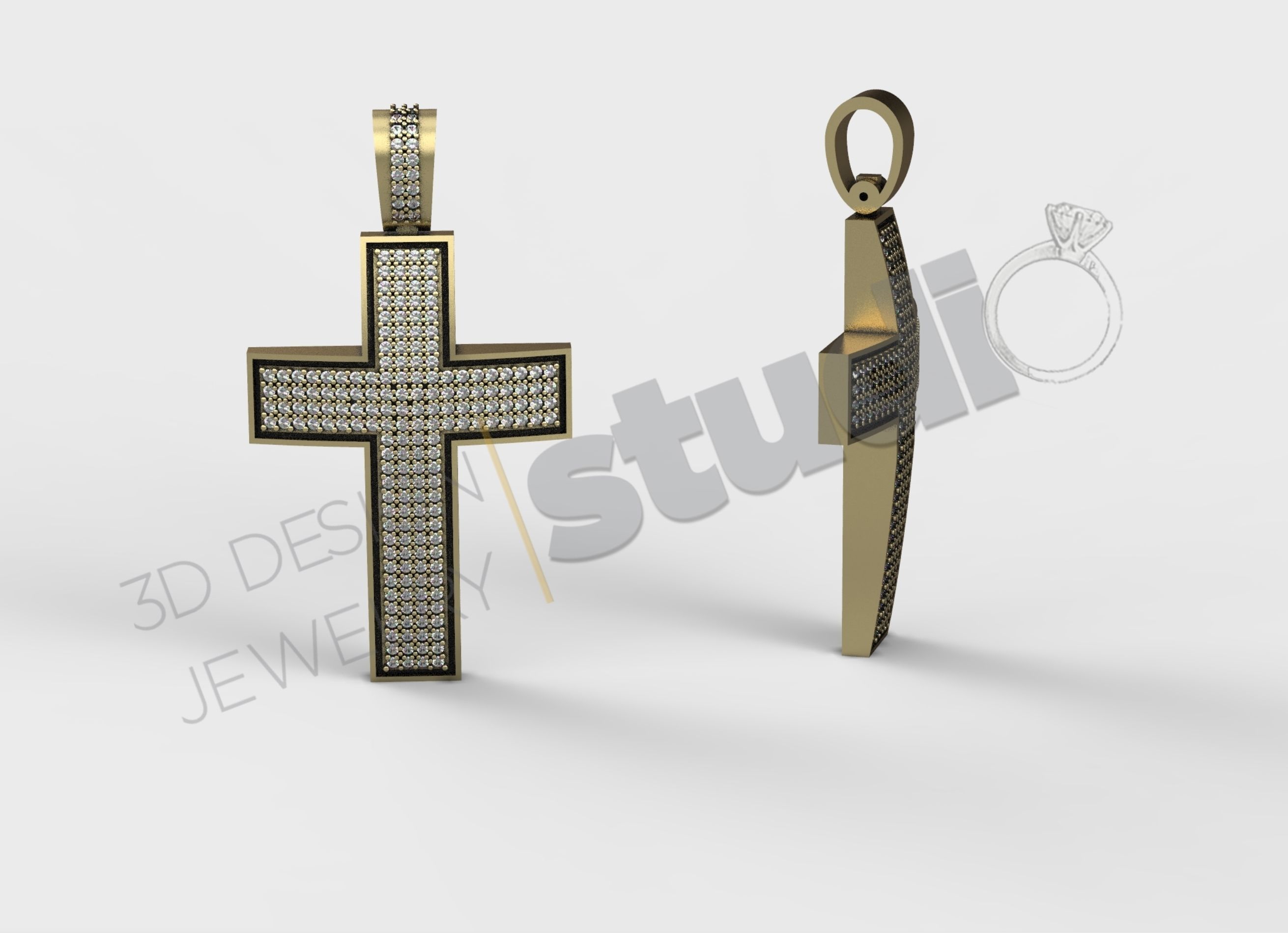 Iced out cross 3d model 3D model 3D printable | CGTrader