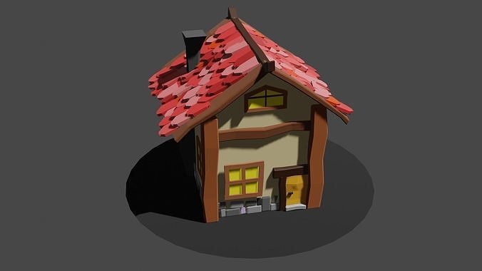 Low Poly House with roof 3D model | CGTrader