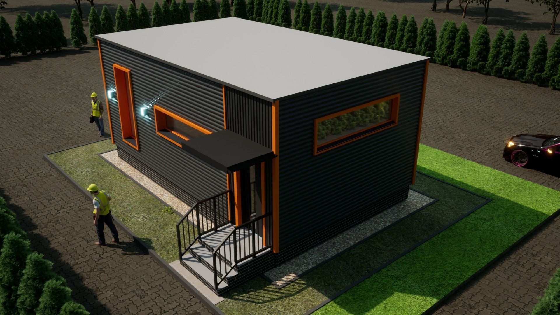 a container style building 3D model | CGTrader
