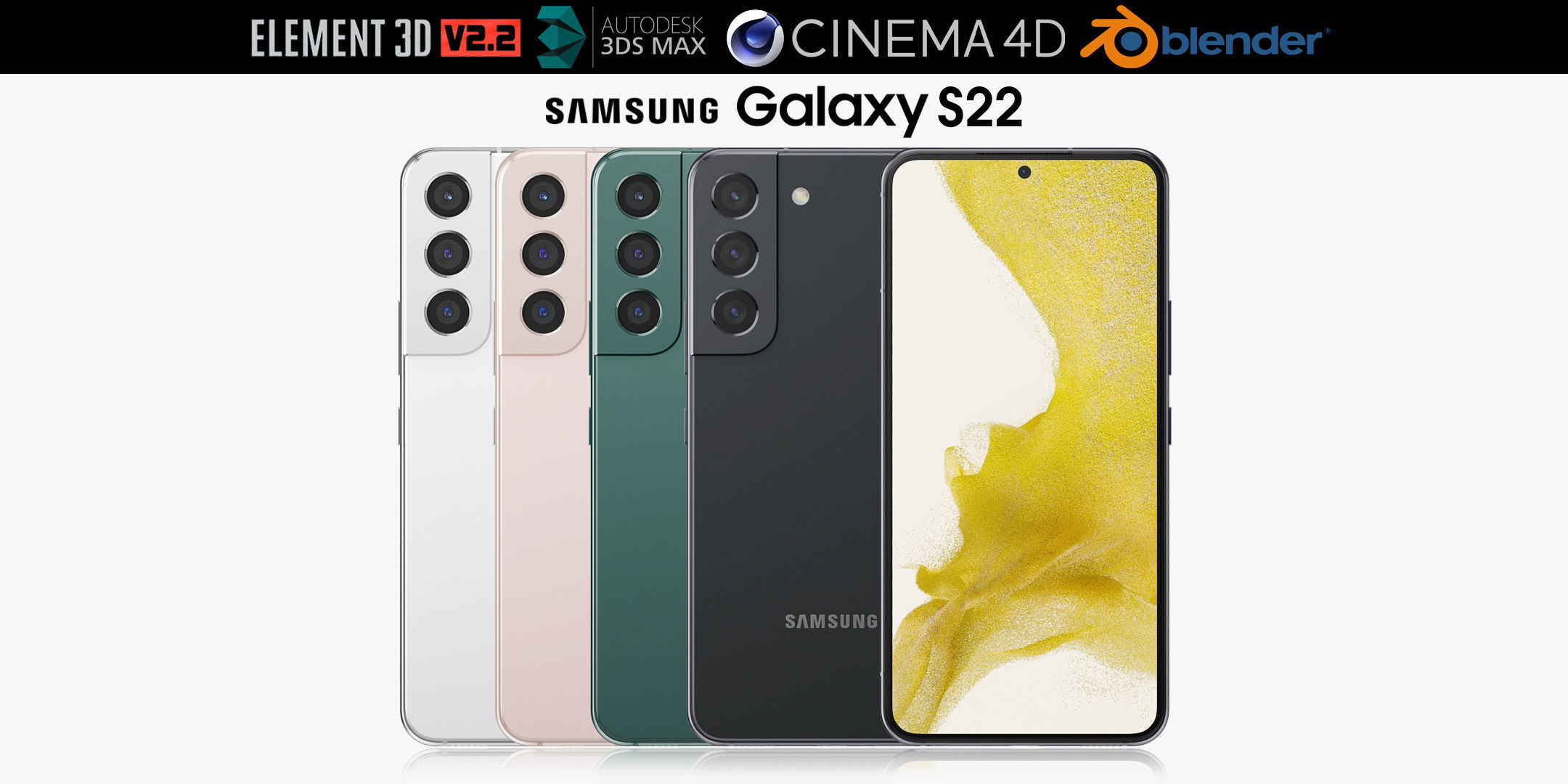 Samsung Galaxy S22 primary colors 3D model | CGTrader