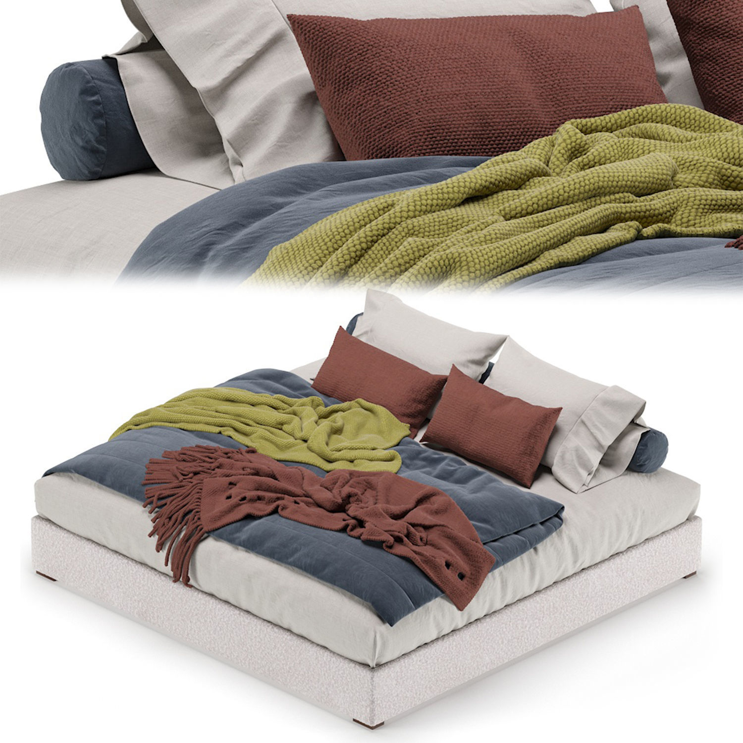 Meridiani Derek Bed Boucle 3D model | CGTrader