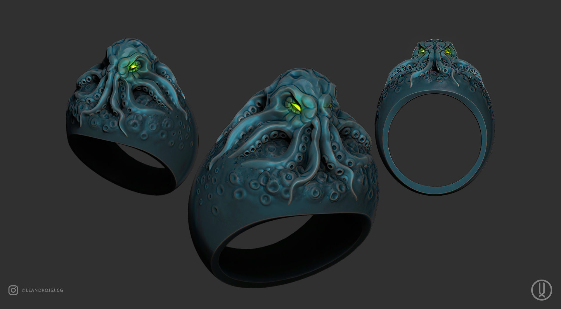 Octopus Ring 3D model 3D printable | CGTrader