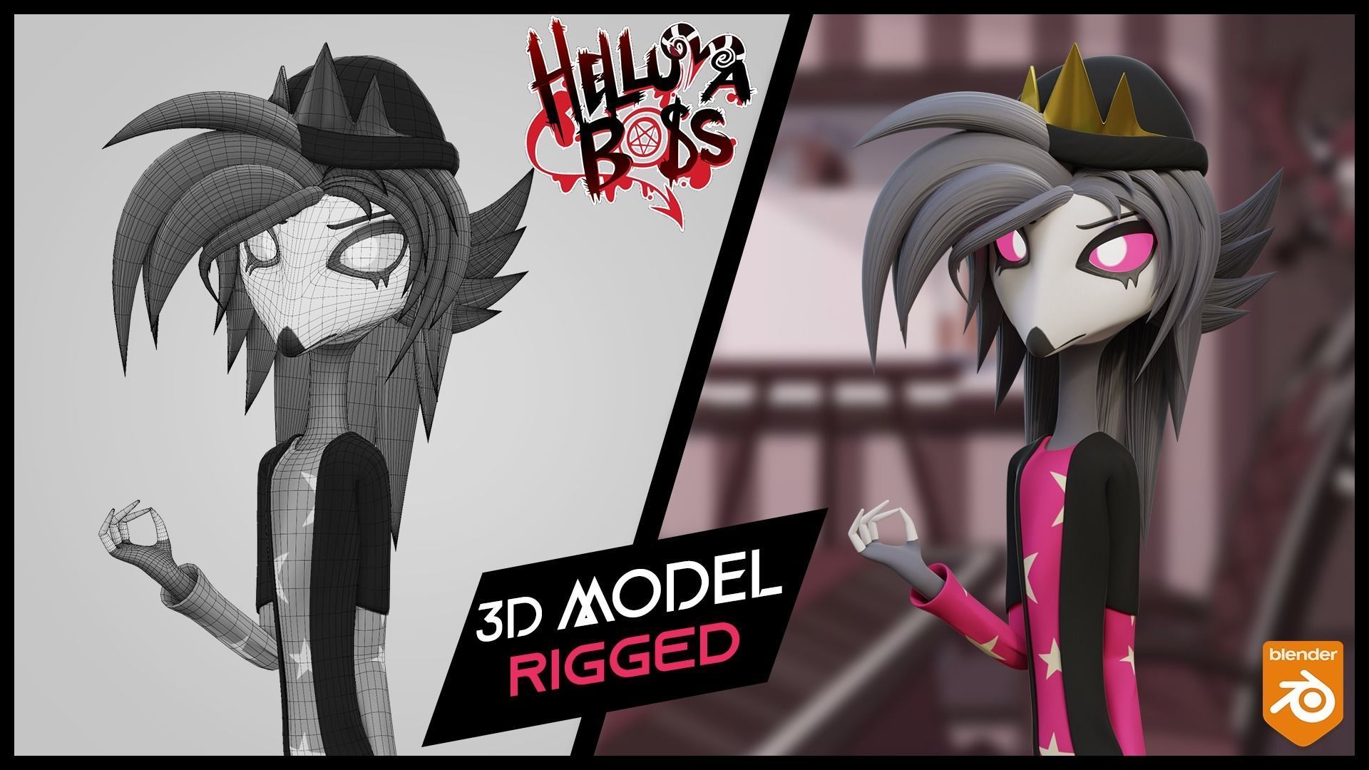 3D model Octavia Goetia from Helluva Boss VRChat Avatar VR / AR / low ...
