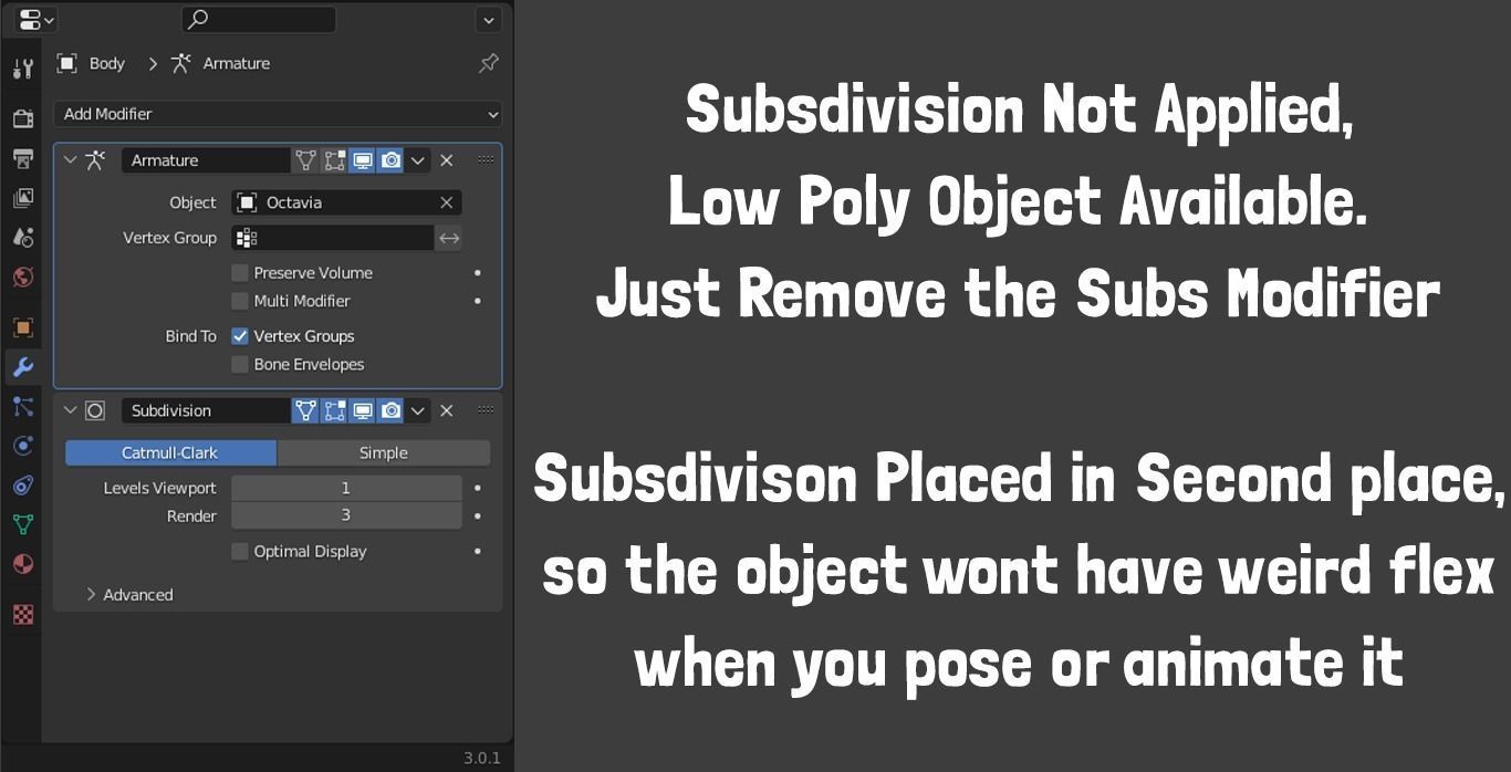 3D model Octavia Goetia from Helluva Boss VRChat Avatar VR / AR / low ...