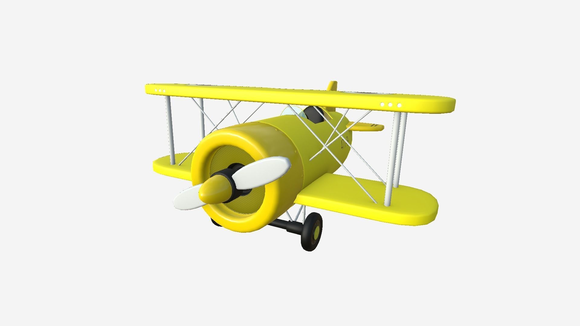 3D model Airplane Cartoon A02 Yellow - Classic Aircraft VR / AR / low ...