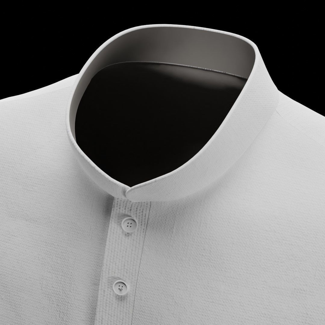 Tshirt 3D model stub-neck collar white 3D model | CGTrader
