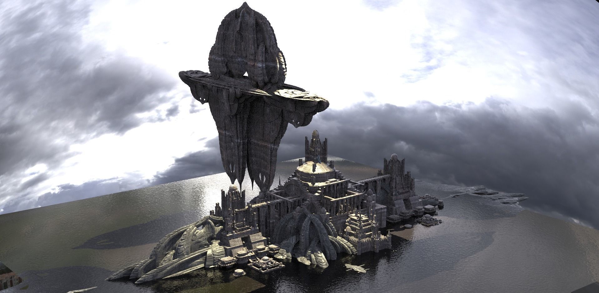 Floating Atlantis City Towers 3D model | CGTrader