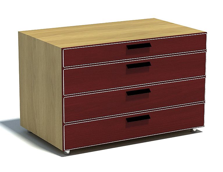 Low Poly Dresser three drawer chest of drawers 3D model | CGTrader