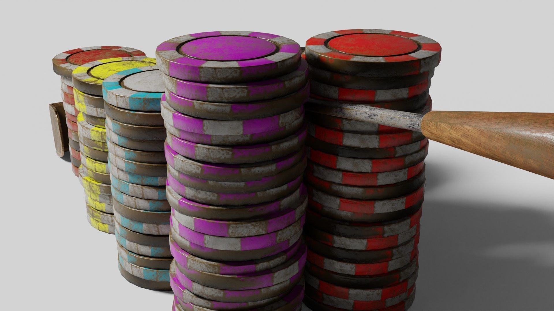 3D model roulette rake with 4k pbr textures with clean and dusty ...