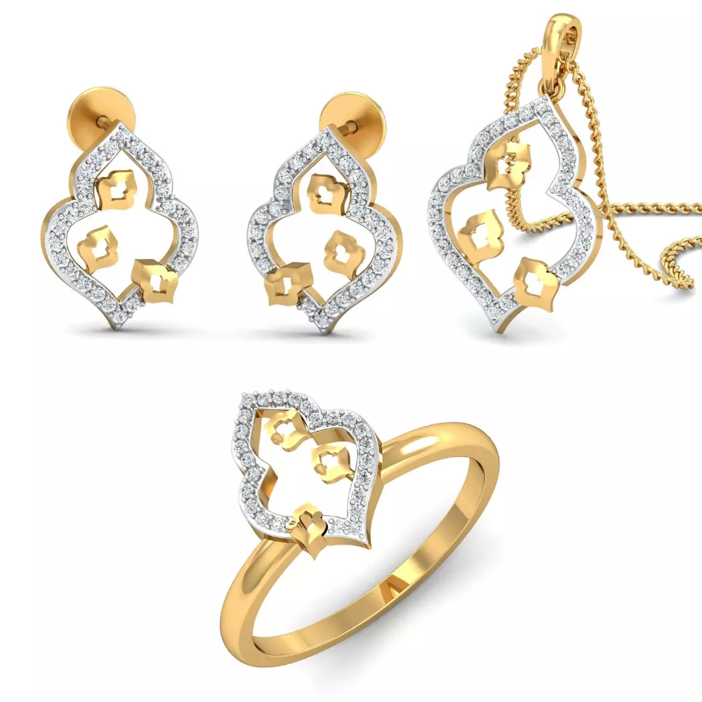 Women Earring Ring Pendant Set 3dm STL Render Detail 3D model 3D ...