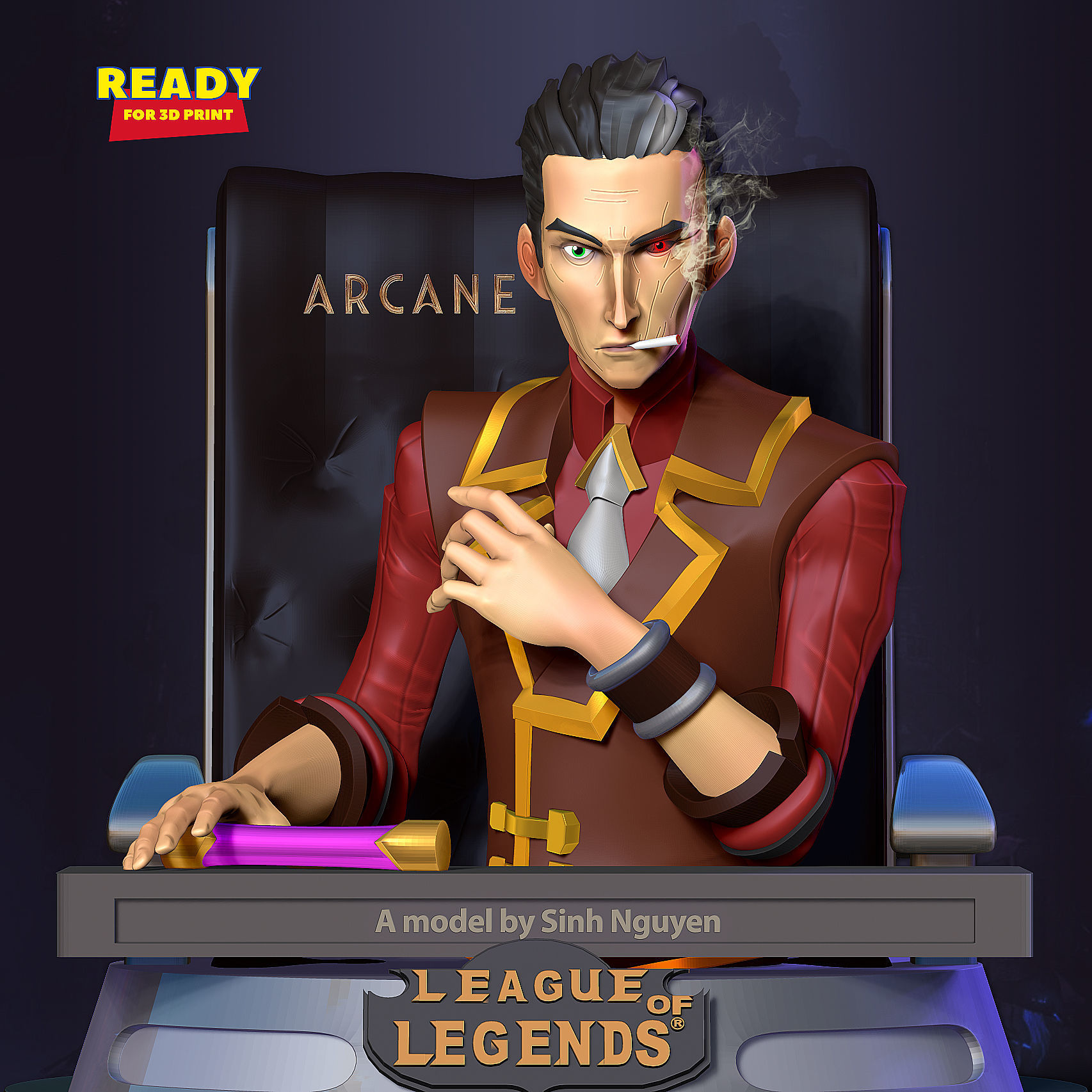 Silco bust - Arcane Fanart 3D model 3D printable | CGTrader