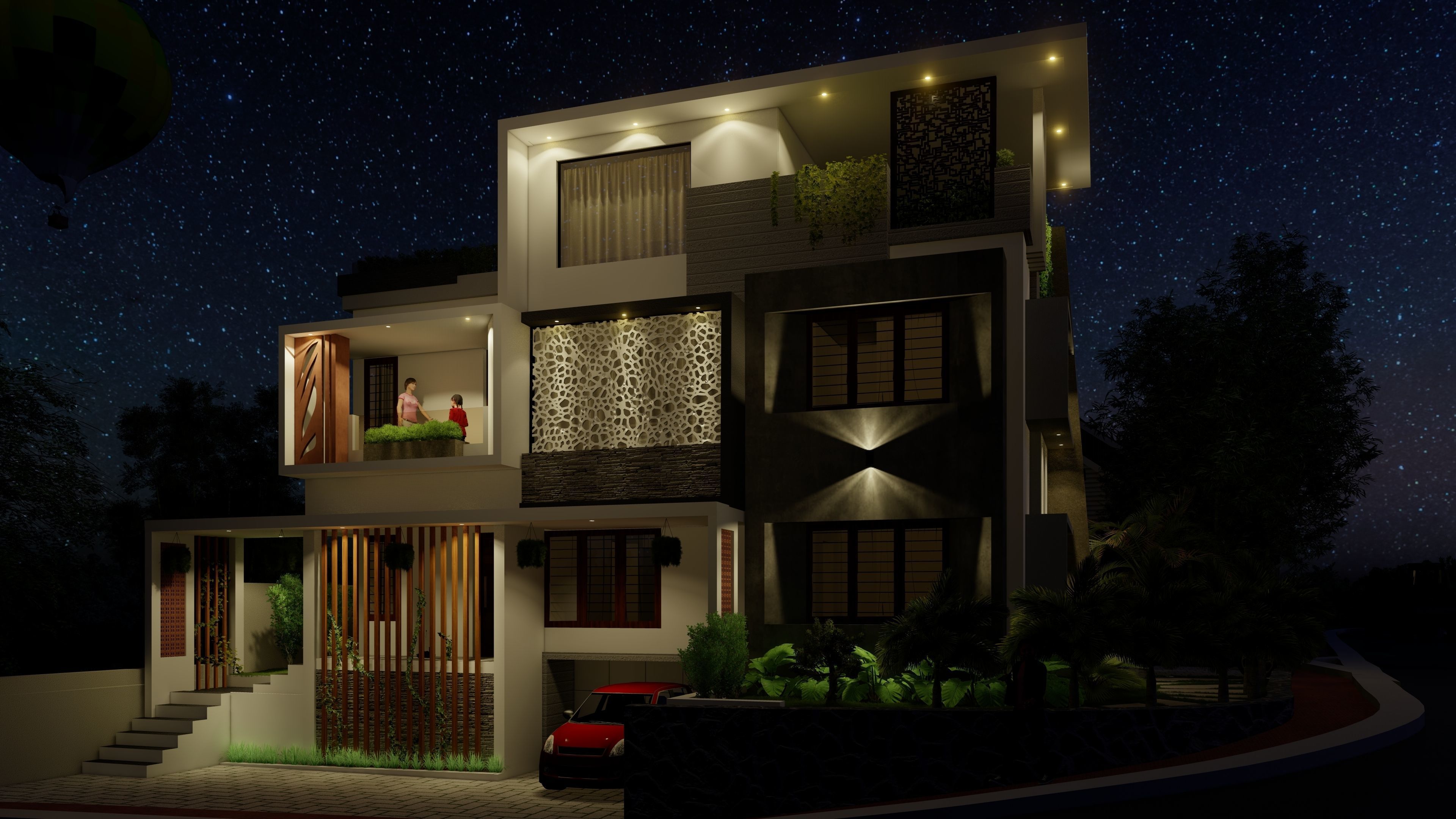 Contemporary two story house 3D model 3D model | CGTrader