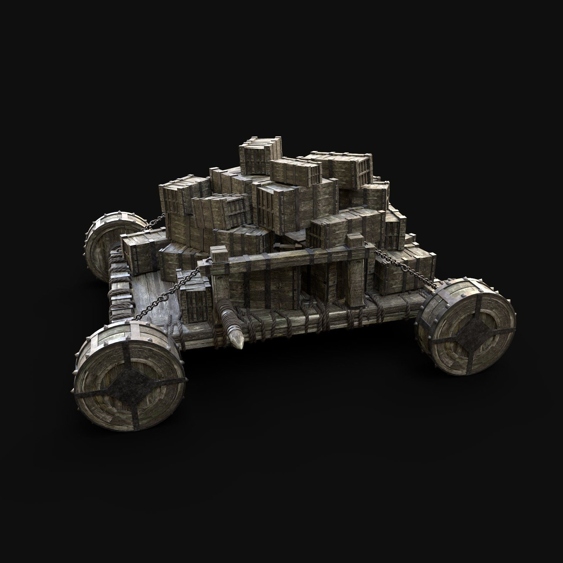3D model WAGON CARGO CONVOY HEAVY MEDIEVAL TRANSPORTER VR / AR / low ...