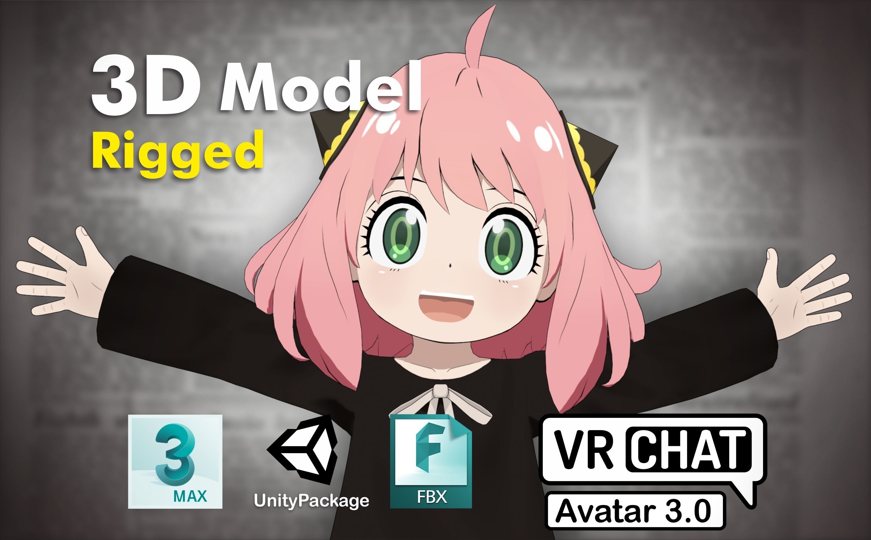 Anya Forger VRChat 3D model rigged | CGTrader