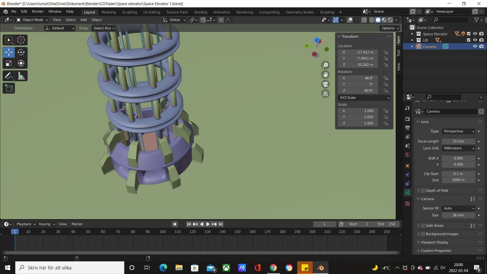Simple human space elevator 3D model | CGTrader