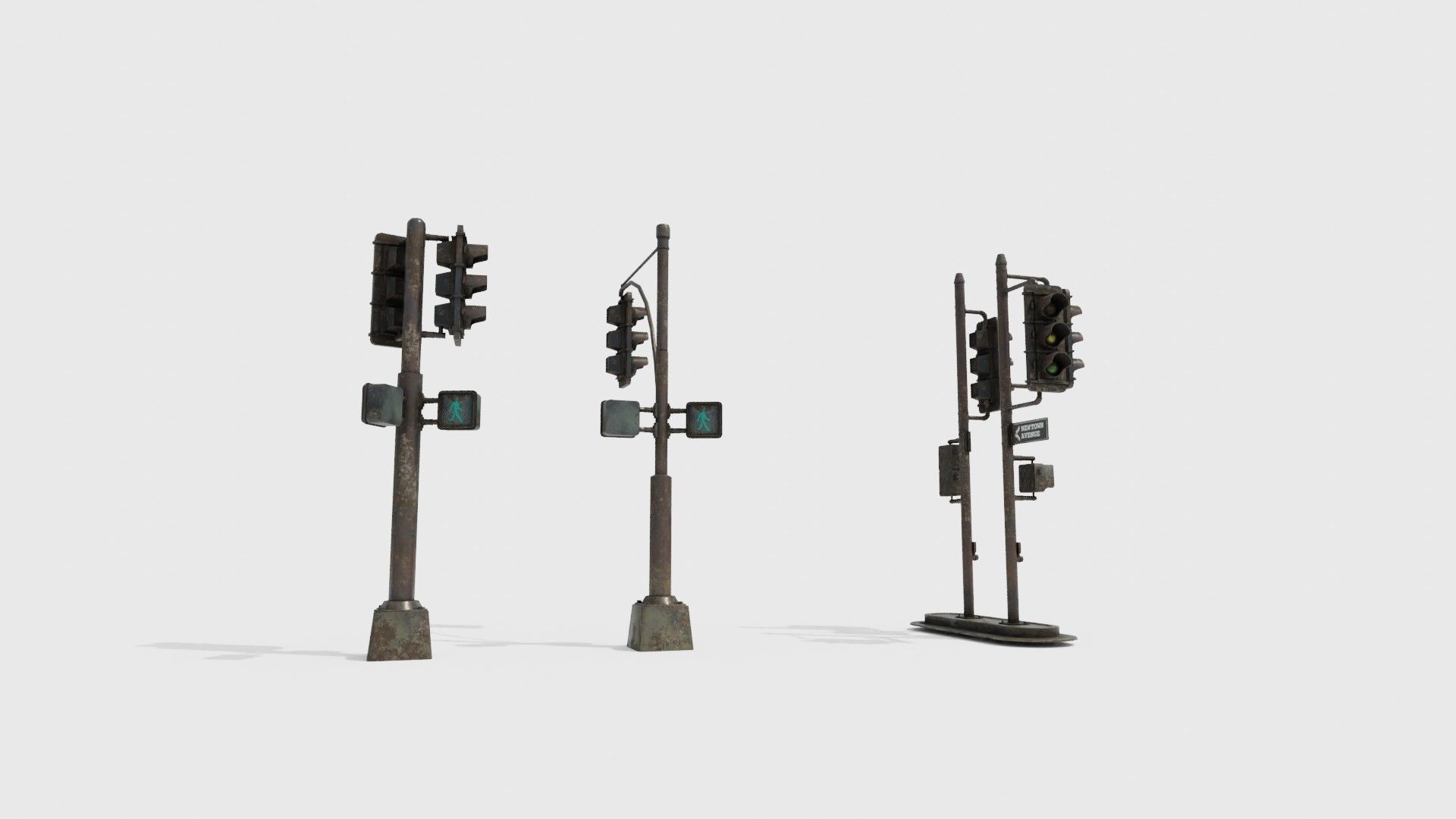 3D model traffic lights with 4k pbr texture clean and dirty textures VR ...