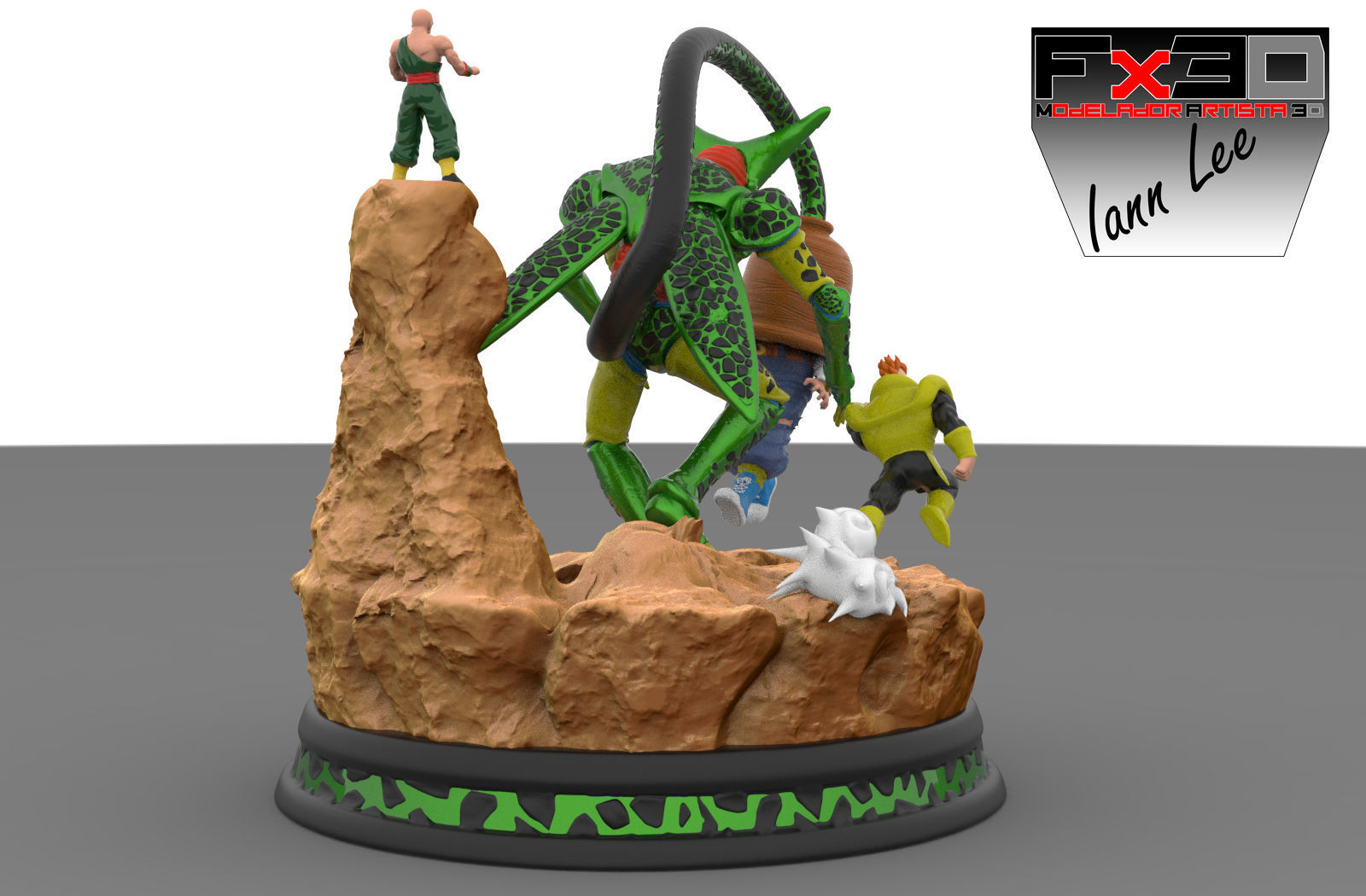 CELL VS ANDROIDE 17 Y 16 TENSHINHAN DRAGON BALL Z 3D PRINT MODEL 3D ...