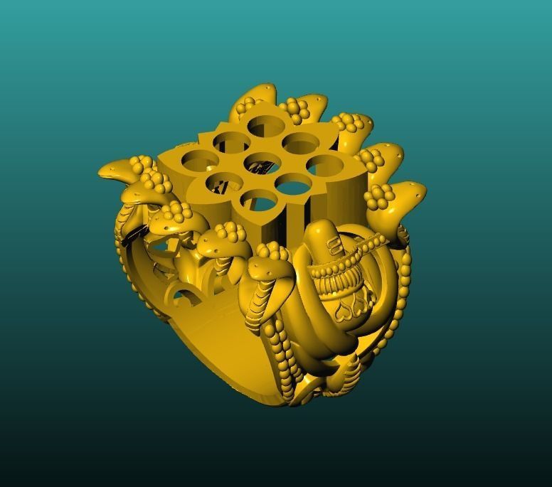 Ring Shiva Lingam Lord Shiva Ring Snakes 18k Gold 3D model 3D printable ...