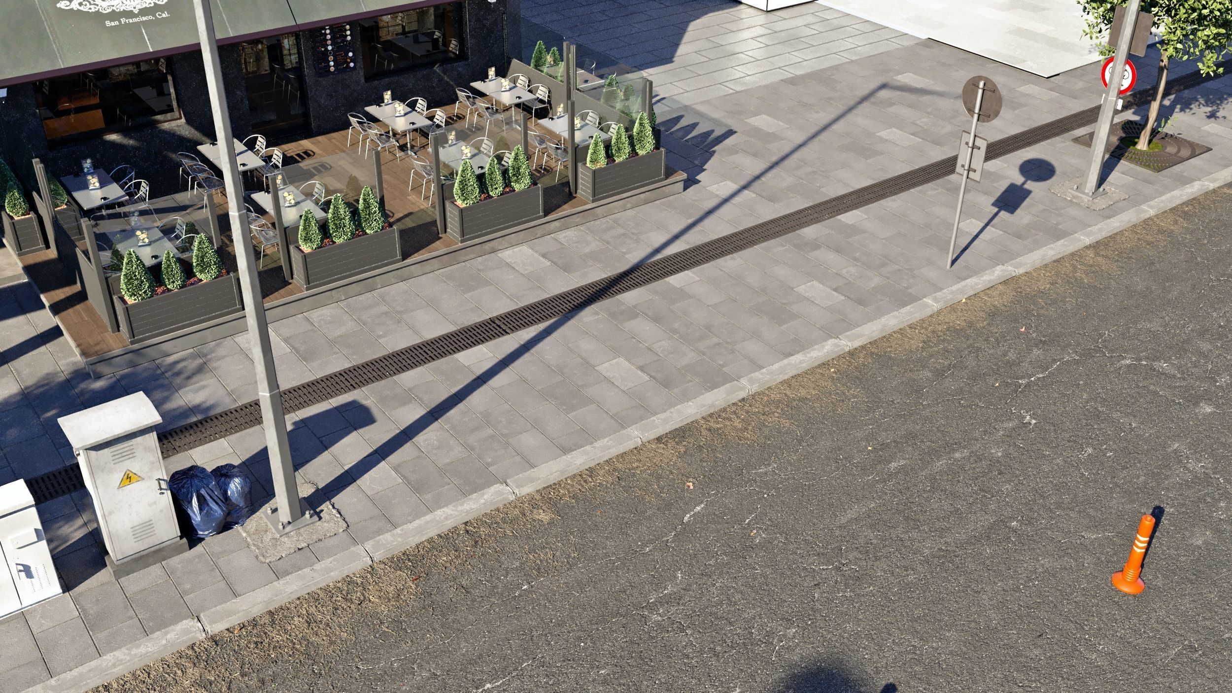 Street - Overcast and Sunny Full Scene 3D model | CGTrader