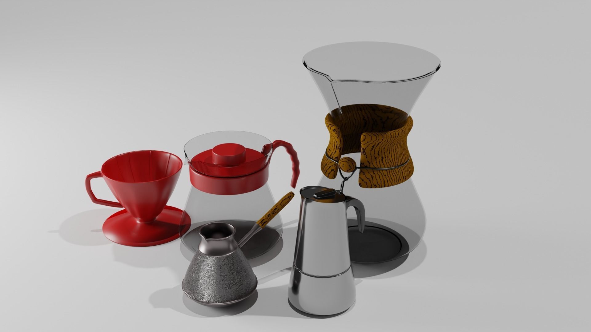 Coffe Collection coffee maker and cups free 3D model | CGTrader