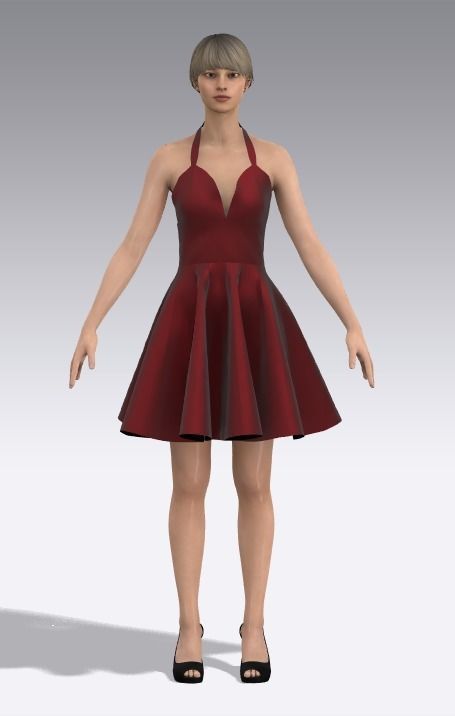 Red dress using clo3d free 3D model 3D printable | CGTrader