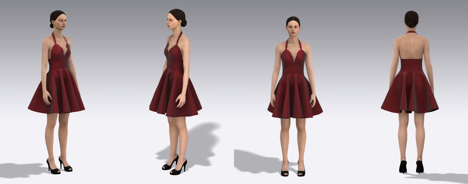 Red dress using clo3d free 3D model 3D printable | CGTrader