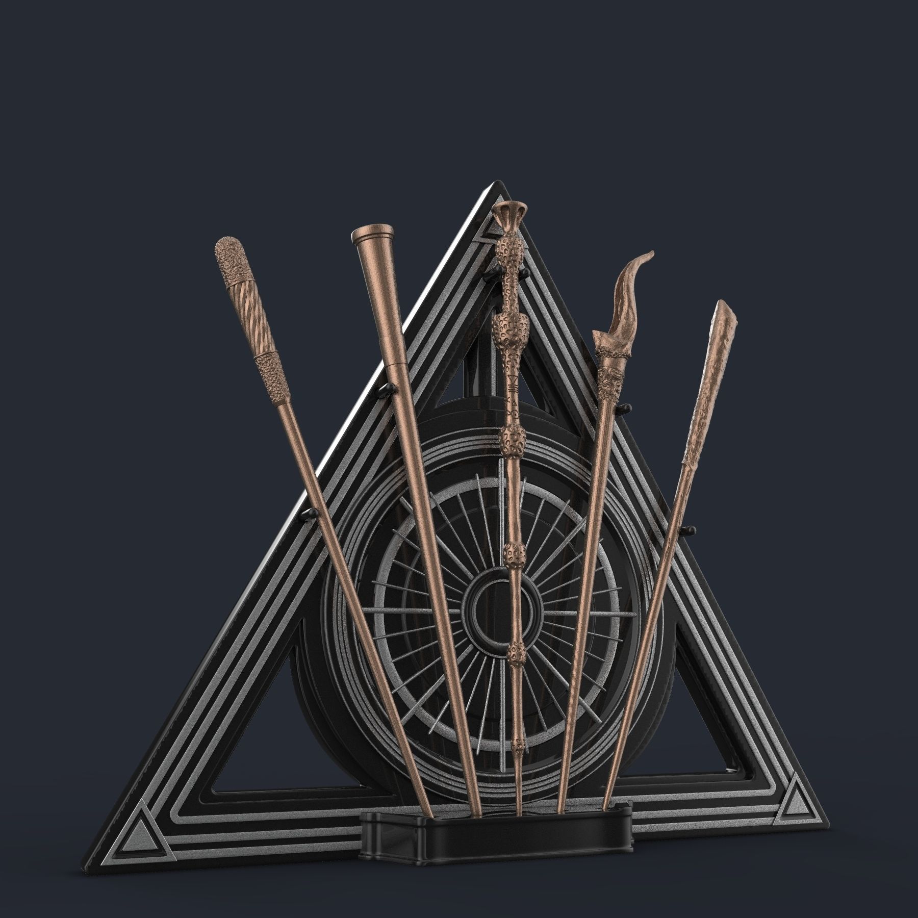 Fantastic Beasts Wands with Deathly Hallows Wand Display 3D model 3D ...