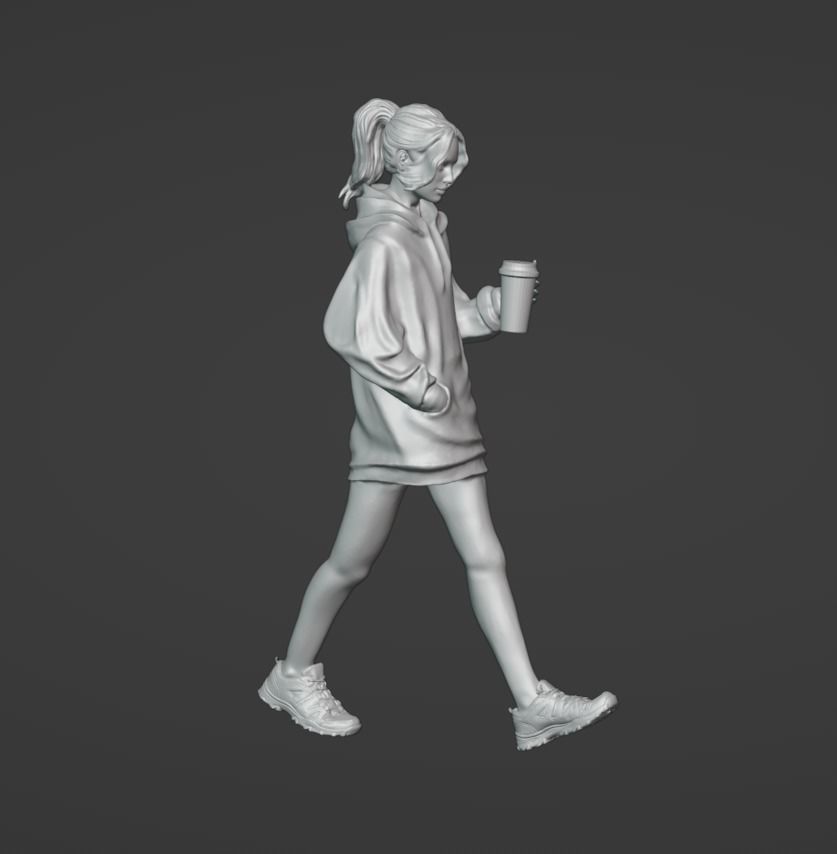 FIGURE GIRL WALKING SCALE 164 3D model 3D printable | CGTrader