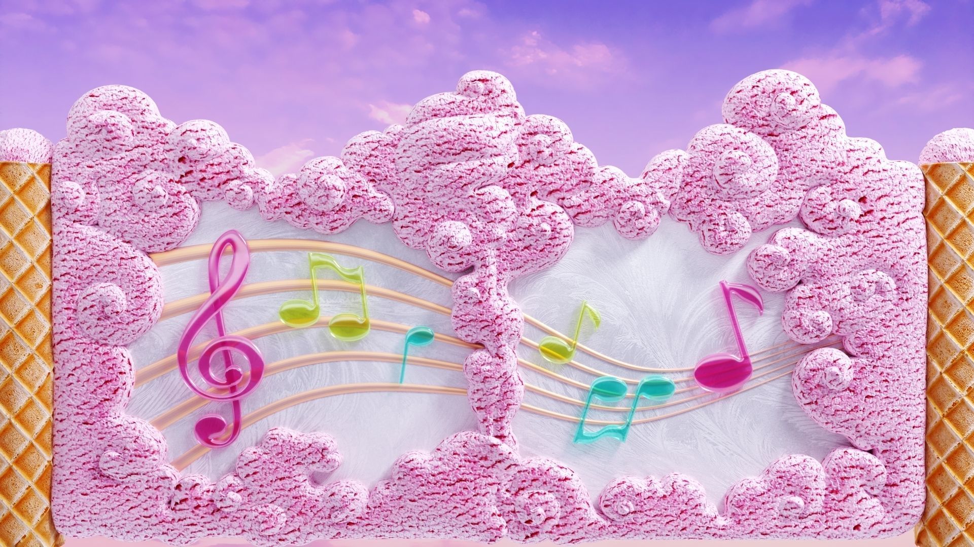 3D model Ice cream gates with musical notes Building from food world VR ...