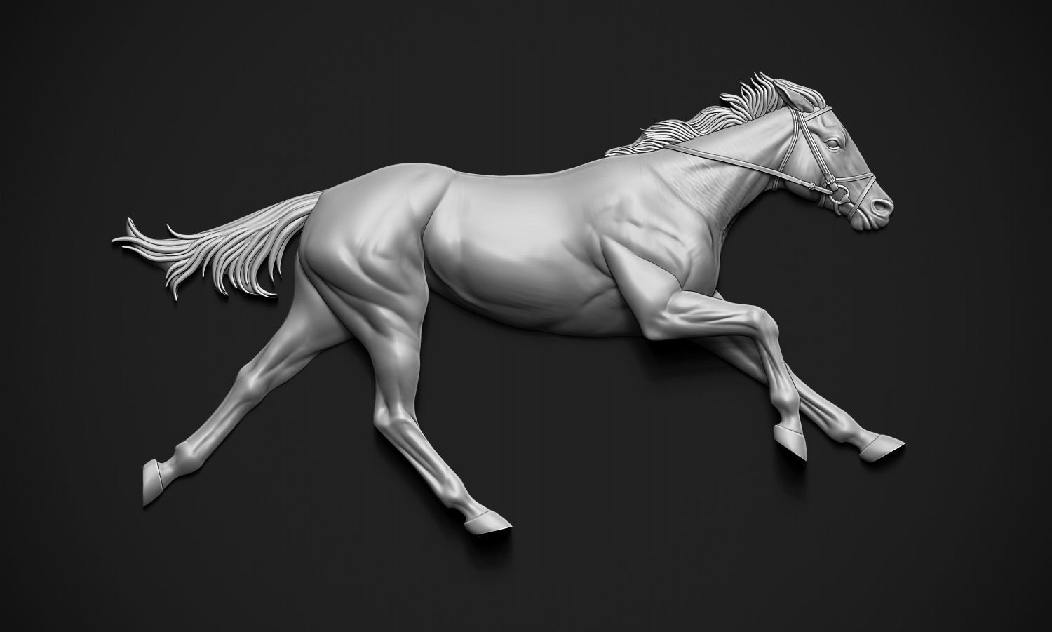 Running Horse Bas Relief 3D model 3D printable | CGTrader