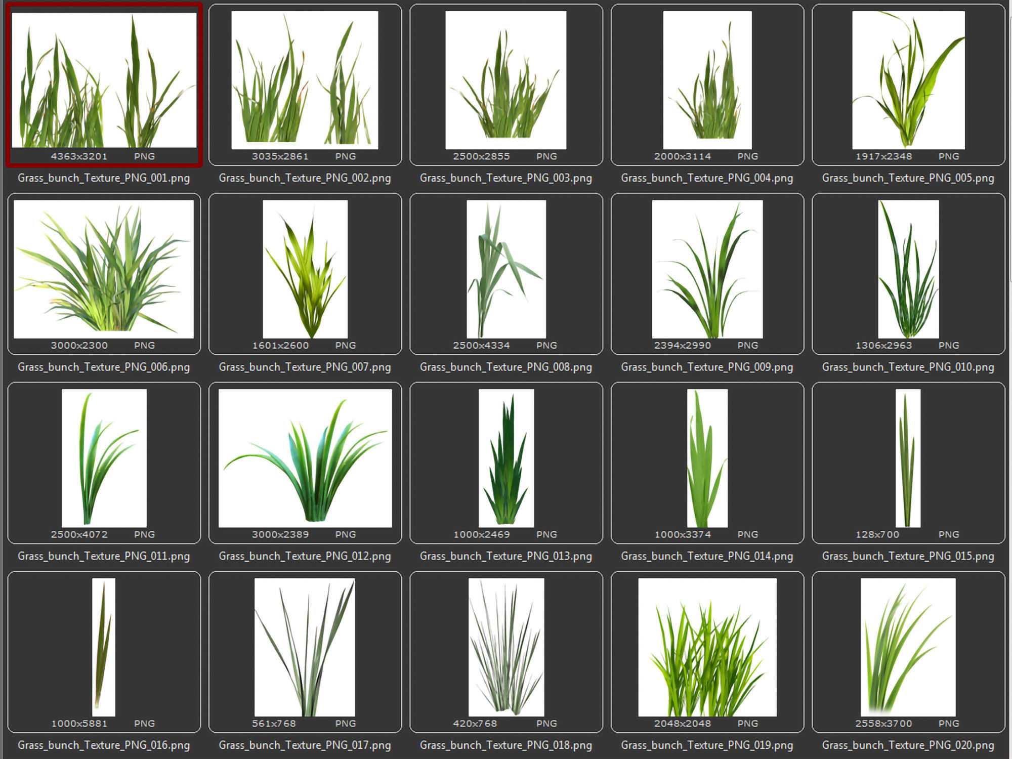 Texture Set of Texture Grass bunch PNG VR / AR / low-poly | CGTrader