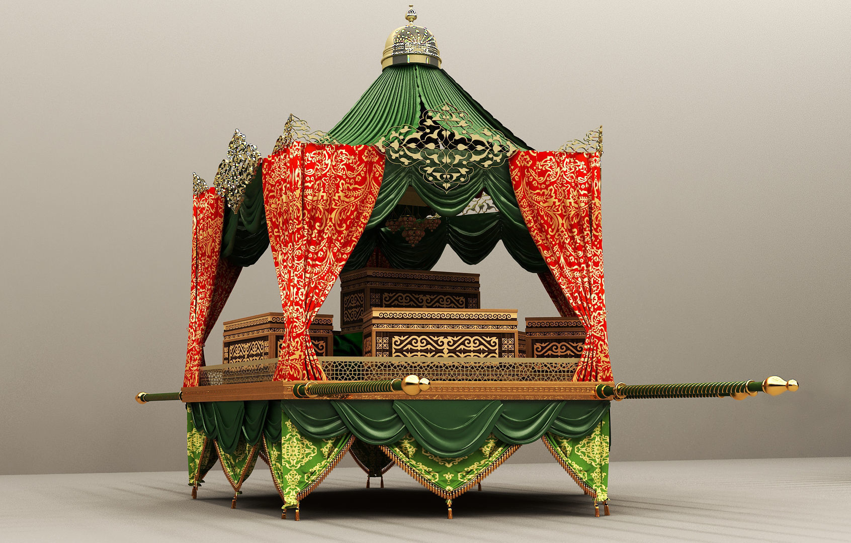 Palanquin 2 traditional islamic tent with canopy 3D model | CGTrader