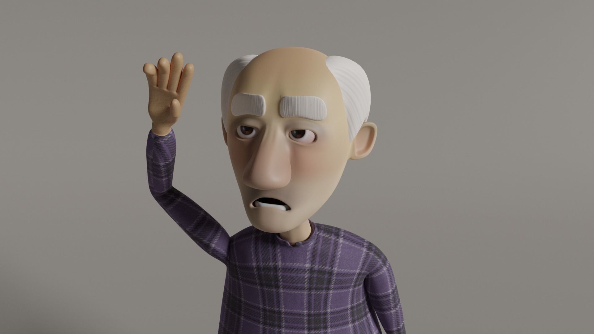 3D model Old man cartoon Low-poly 3D model by rig blender VR / AR / low ...