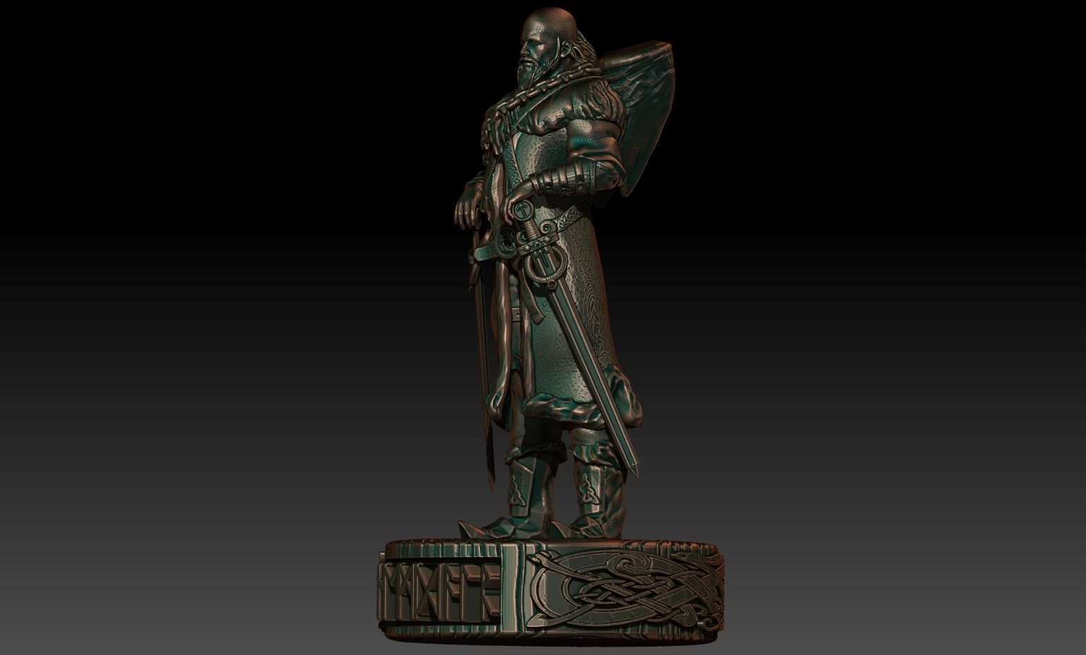 Heimdall statue of knight holding sword 3D model 3D printable | CGTrader
