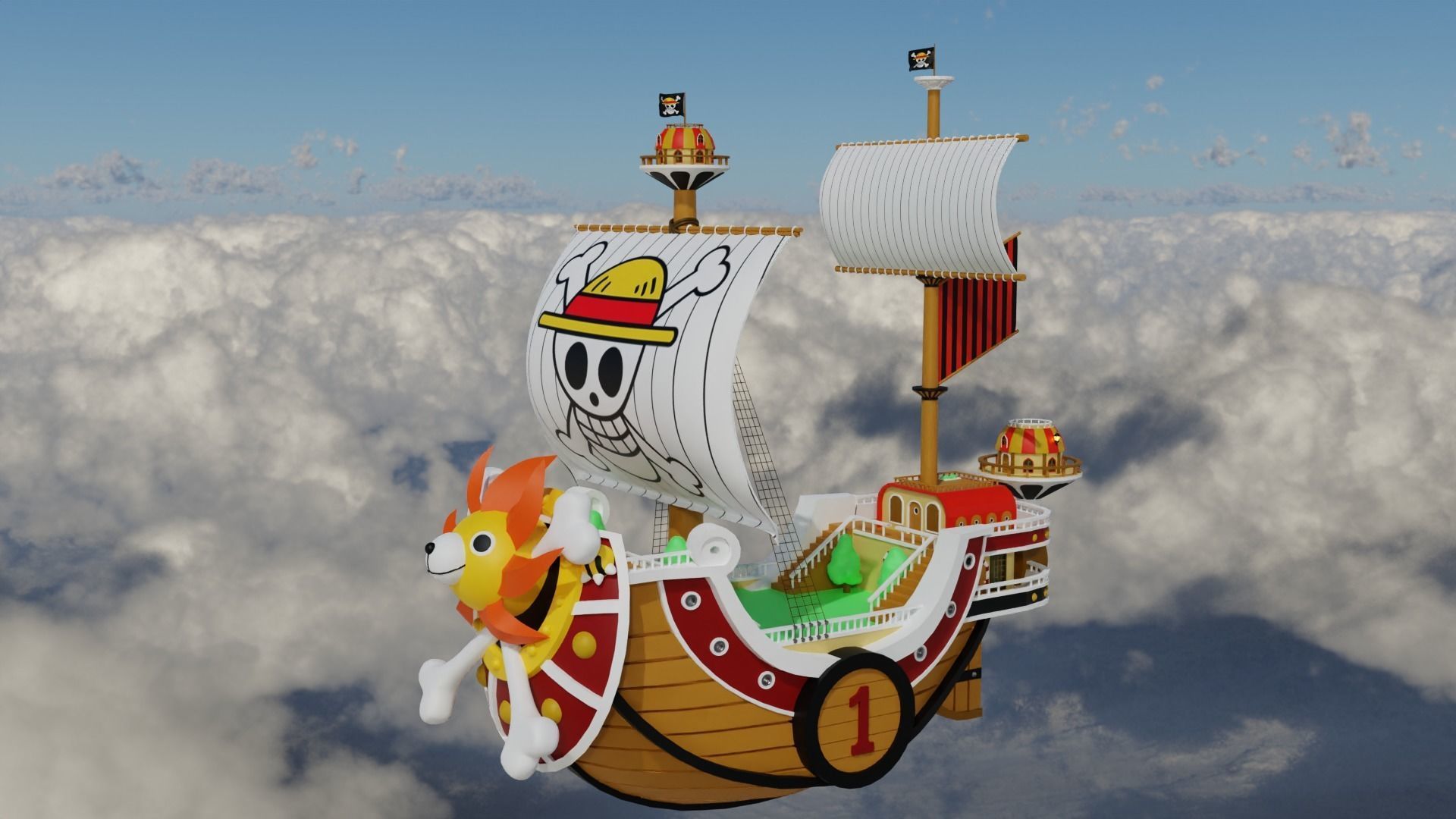 3D model Sunny One piece ship VR / AR / low-poly | CGTrader