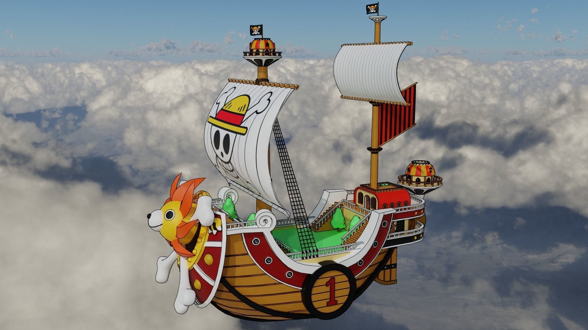 3D model Sunny One piece ship VR / AR / low-poly | CGTrader