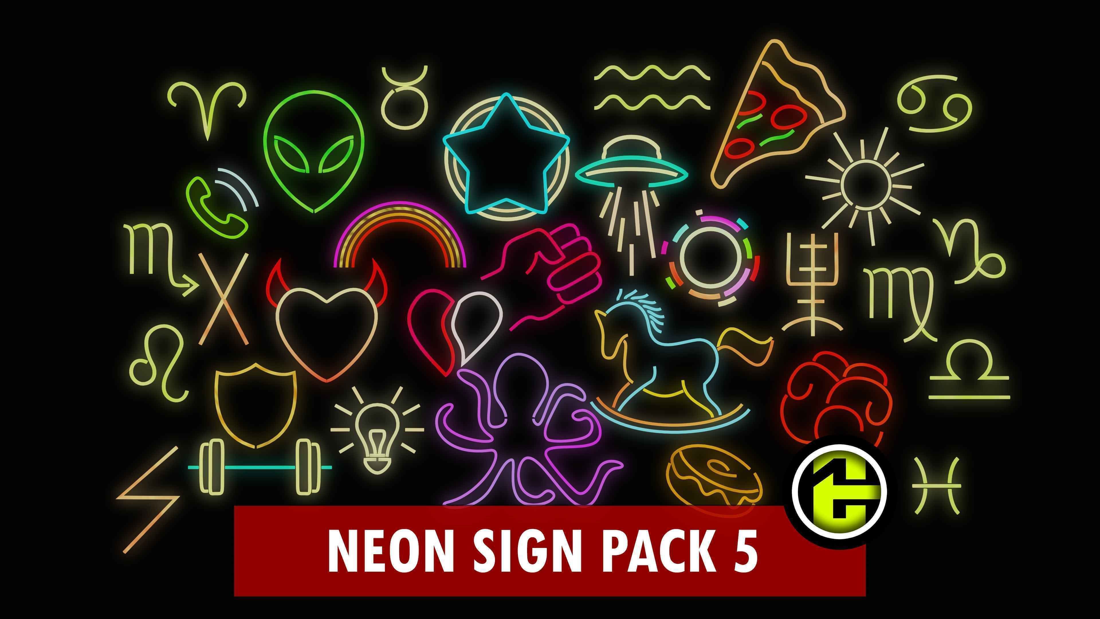 3D model Ultimate Neon Sign pack 5 VR / AR / low-poly | CGTrader