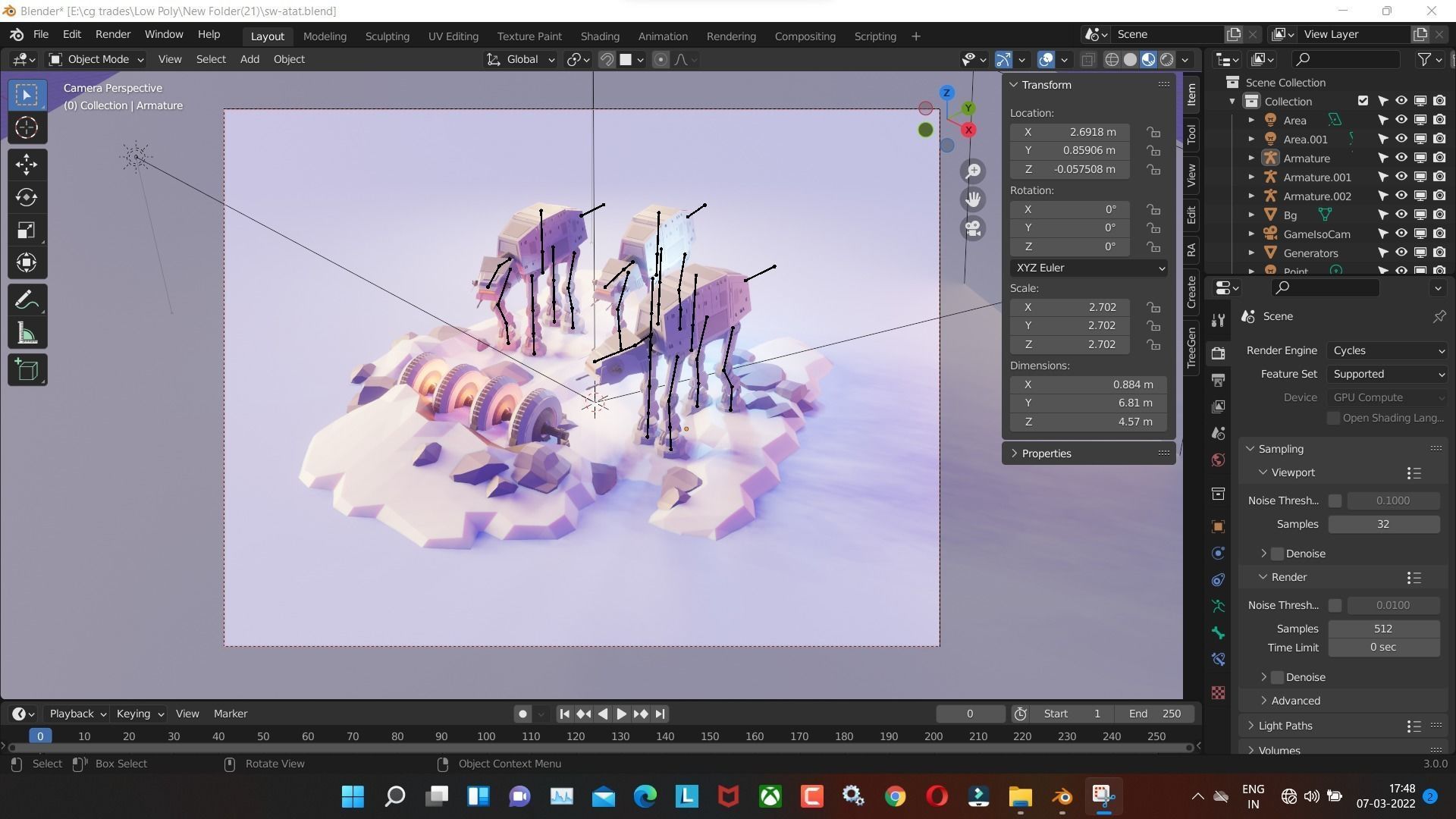 3D model Star Wars atats low poly model render in blender VR / AR / low ...
