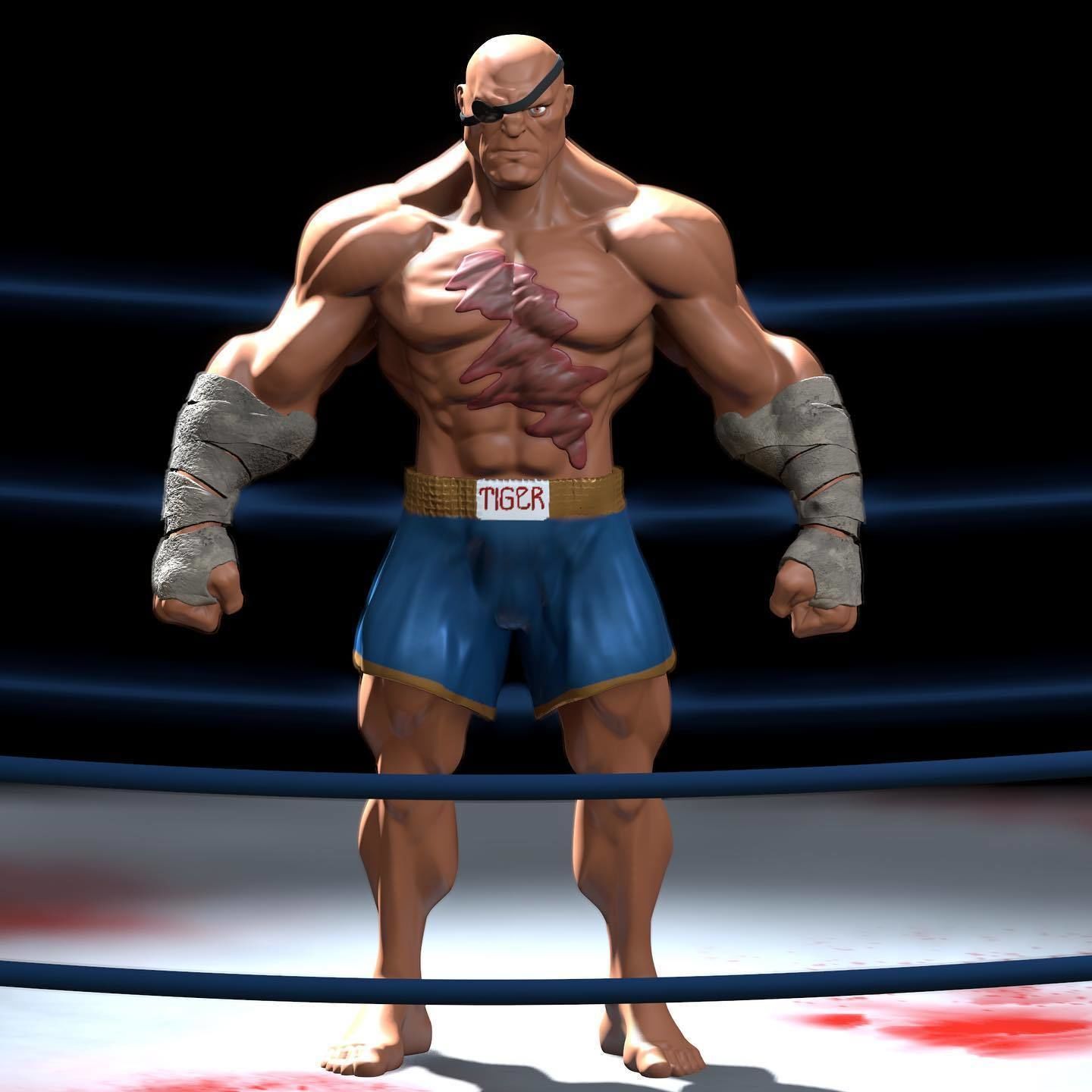 Sagat from Streetfighter 3D model 3D printable | CGTrader