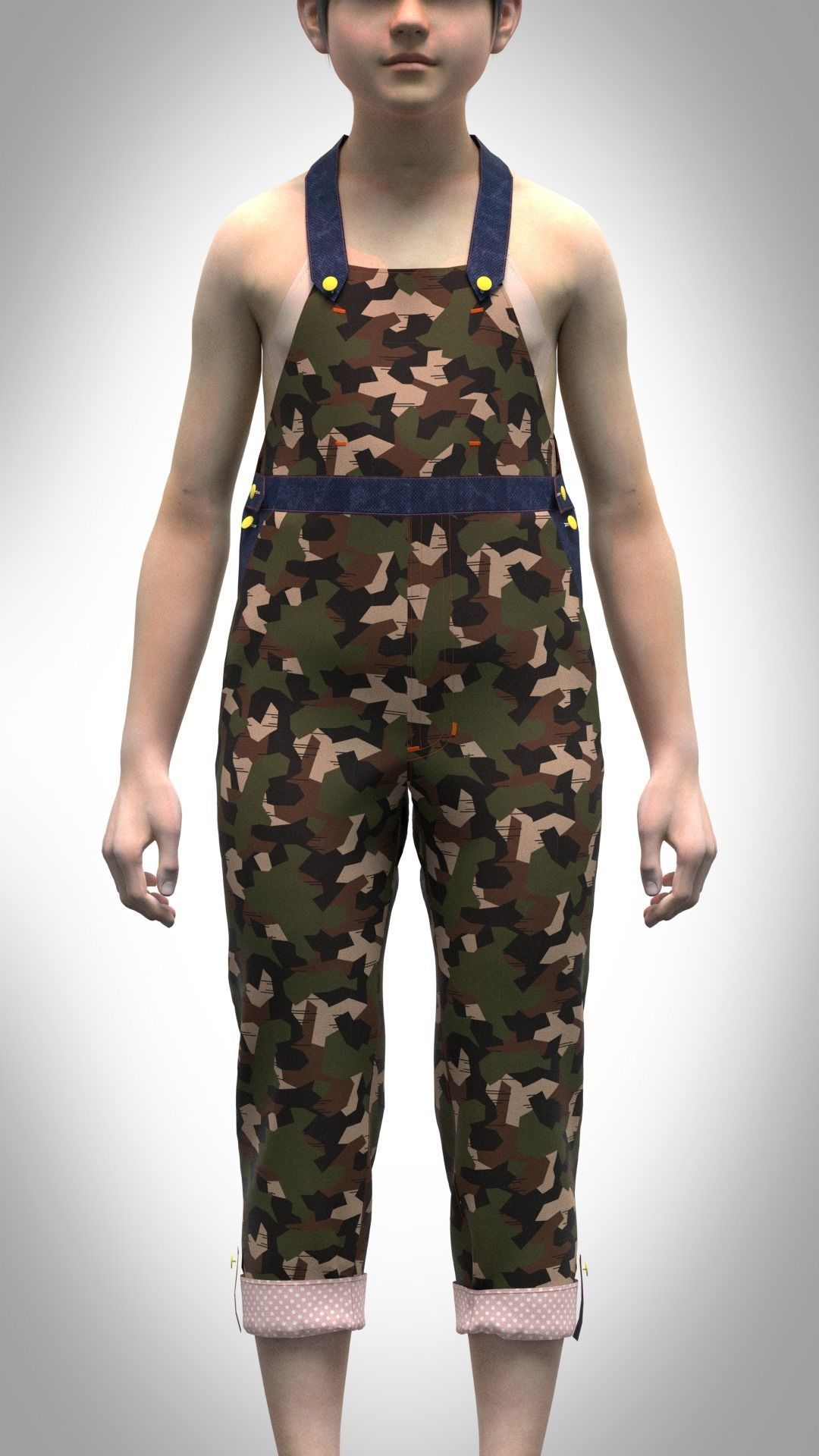 3d Model Girls Camo Dungaree Vr Ar Low Poly Cgtrader