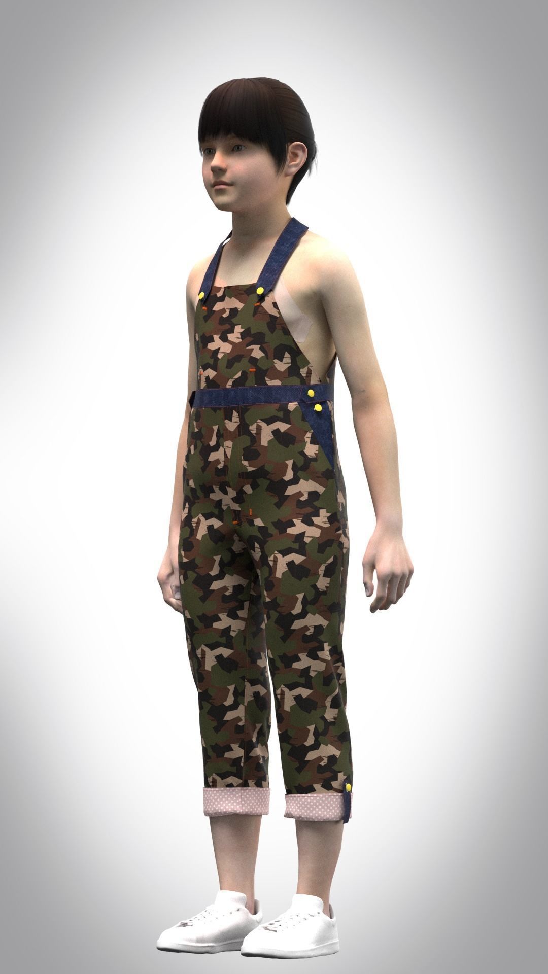 3d Model Girls Camo Dungaree Vr Ar Low Poly Cgtrader